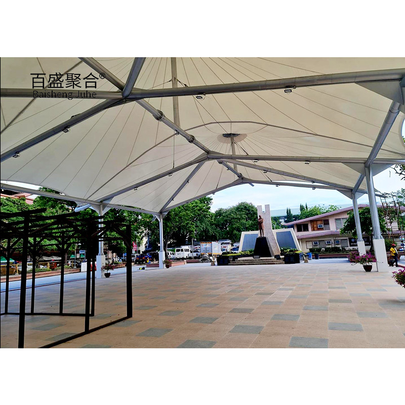 0.065mm Fabric Tent Shade Structure Sunshade PVDF PTFE Car Park Tension ...