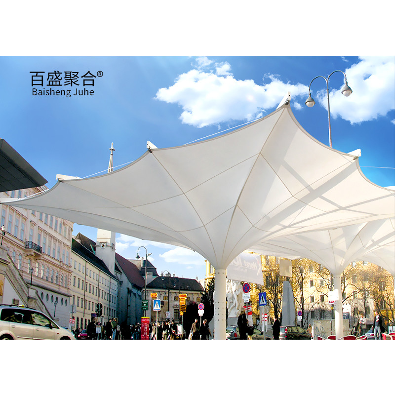 0.065mm Fabric Tent Shade Structure Sunshade PVDF PTFE Car Park Tension ...
