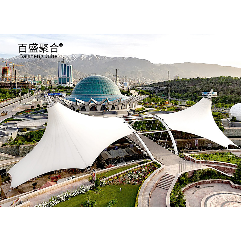 0.065mm Fabric Tent Shade Structure Sunshade PVDF PTFE Car Park Tension ...